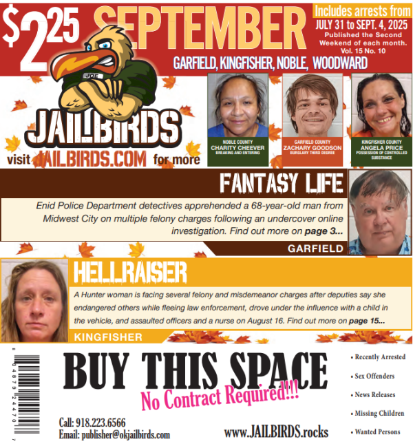 GARFIELD, KINGFISHER, NOBLE, WOODWARD - September 2025 - JAILBIRDS